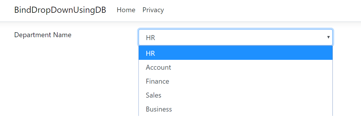 Binding Dropdown List With Database In Asp Core And