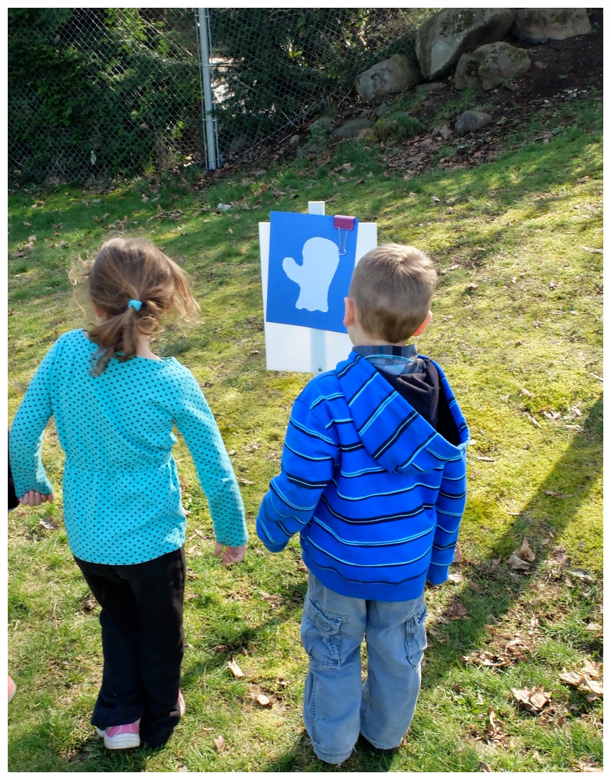 story time - Storywalk® - outside - rubber boots and elf shoes