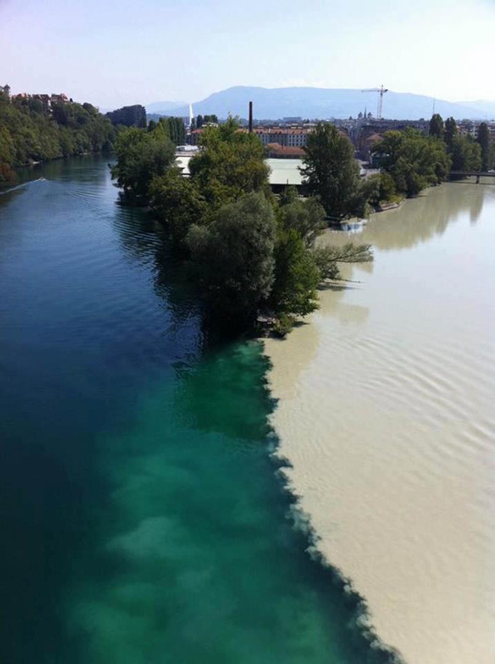 Colliding rivers in Geneva, Switzerland | Corner Of The World