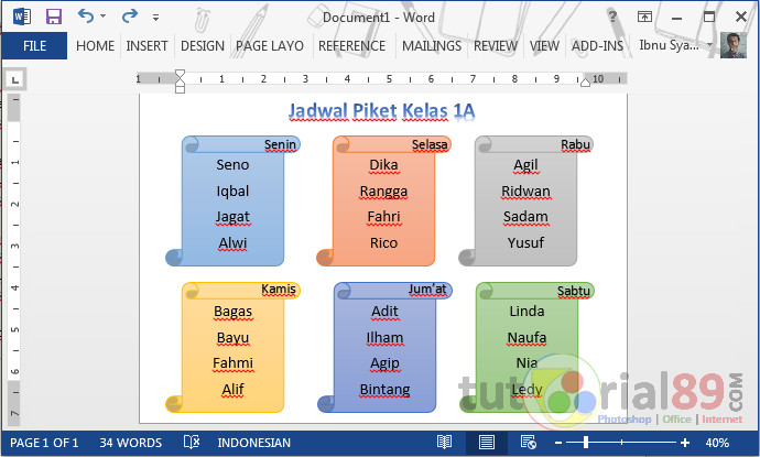 Cara Menciptakan Aktivitas Piket Dengan Microsft Word + Video - belajar ...