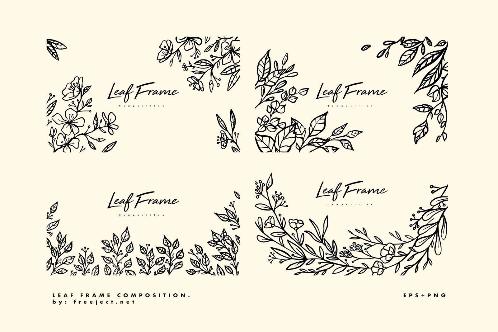 Free Downoad Vector Leaf Frame Composition - EPS File