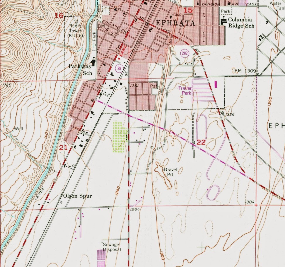 Big Bend Railroad History: 1956 Olson Spur Topo Map