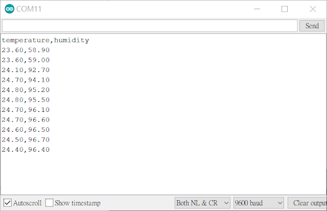 Arduino筆記(78)：利用Python讀取序列埠溫濕度值儲存到csv檔