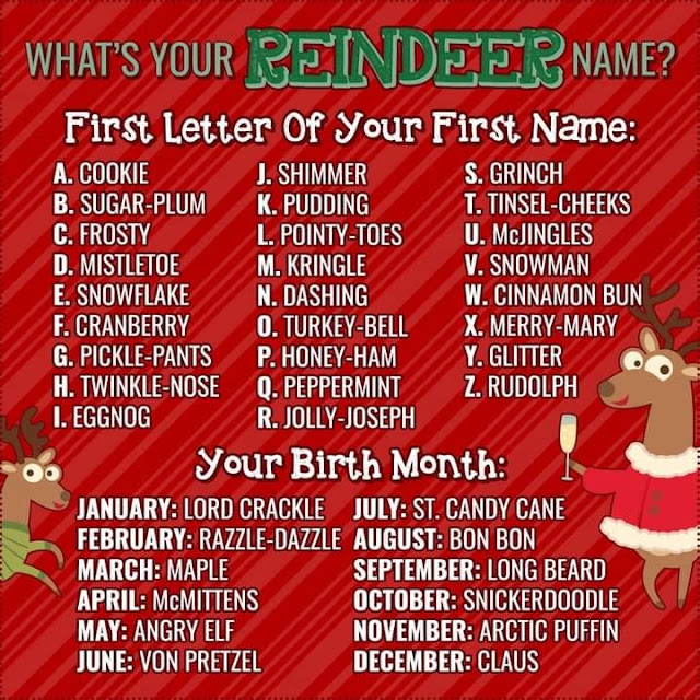 Kindergarten and Mooneyisms: What is Your Reindeer Name?