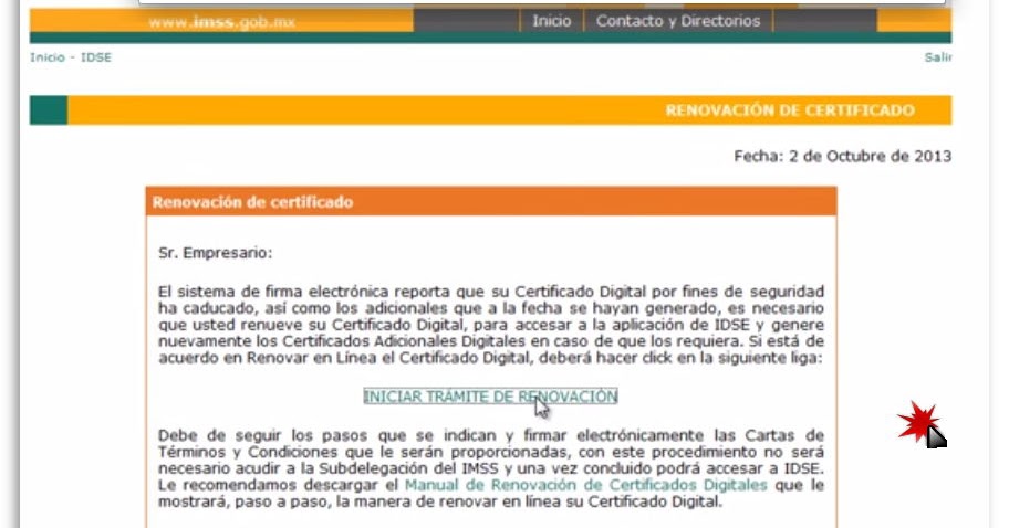 Renové mi certificado digital del #IDSE hace 6 meses y dice que hay que renovarlo ¿por qué ...