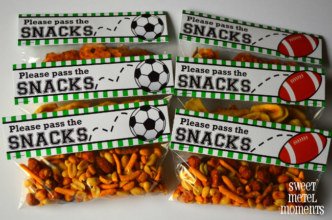 Sweet Metel Moments: Game Day Snacks & Free Printable Snack Bag Labels