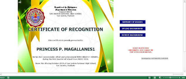 New Grading System with Automatic Certificates for Grade 1 to Grade 12