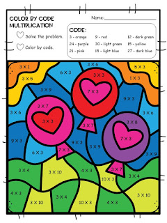 An Apple For The Teacher: Valentine's Day Color By Number Addition and ...
