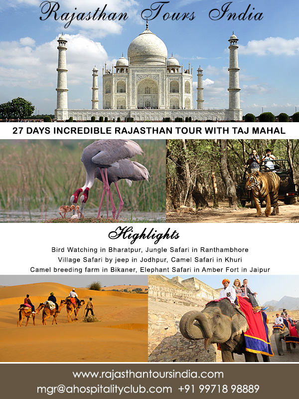 Rajasthan Tours India: 27 DAYS INCREDIBLE RAJASTHAN TOUR WITH TAJ MAHAL