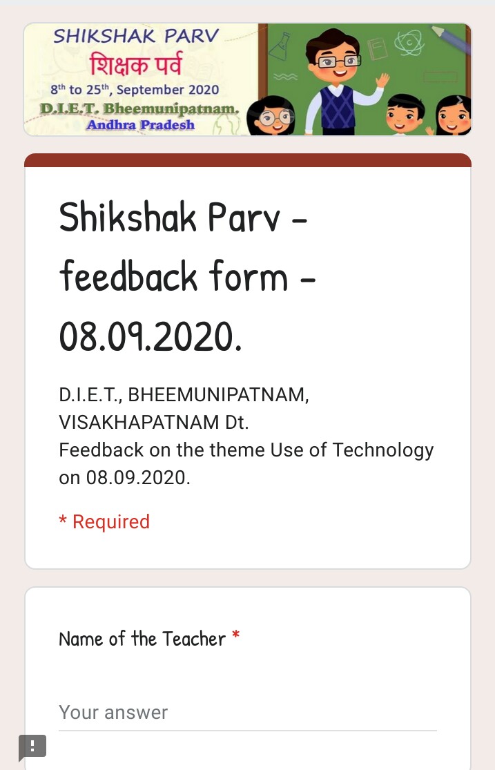 APTF VIZAG: Shikshak Parv - feedback form