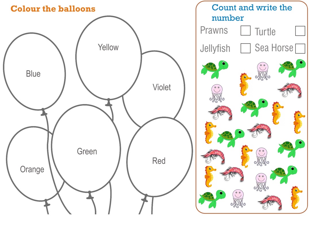 worksheets: Colour The Balloons
