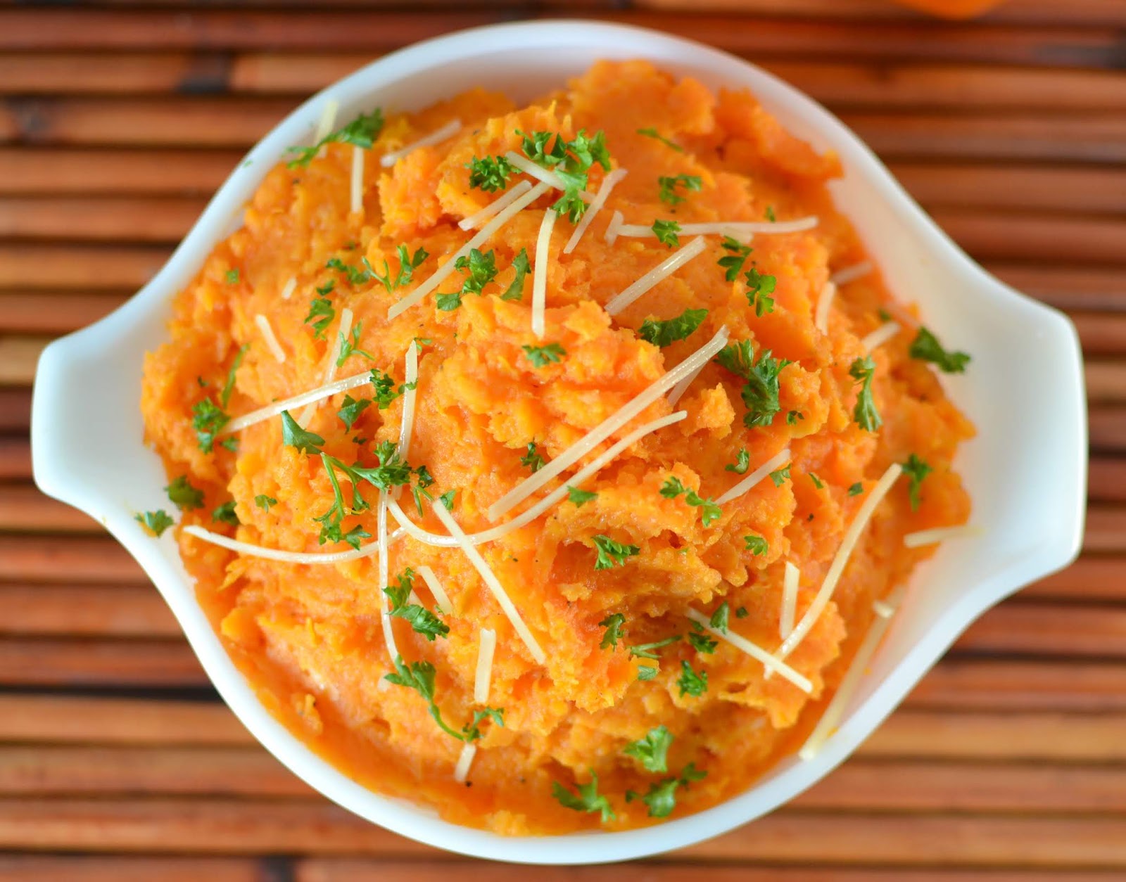 Zesty Parmesan Mashed Sweet Potatoes Recipe