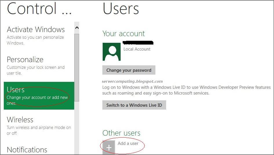 Create User accounts in Windows 8 ~ ServerComputing