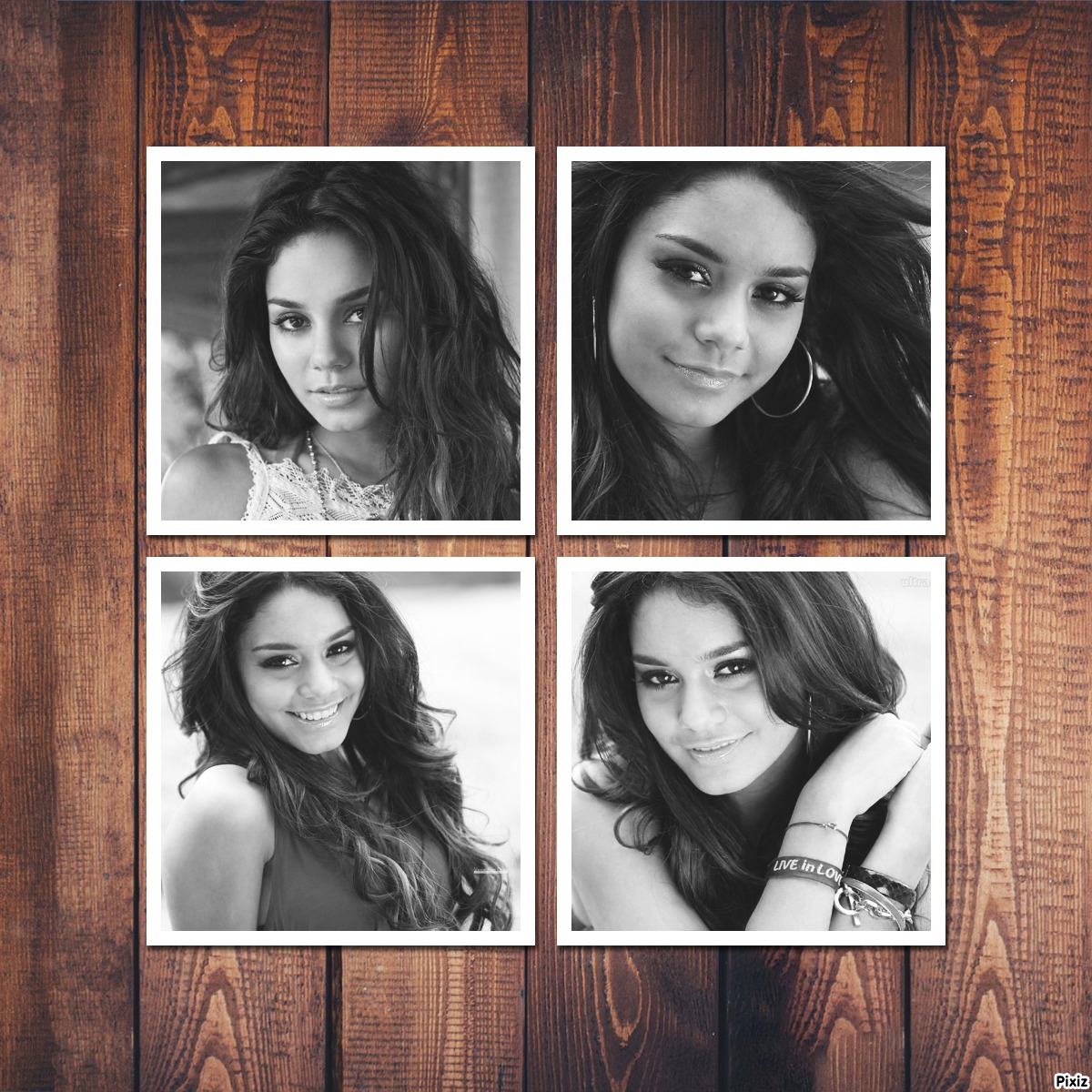 Bonito Collage en Fondo de Madera