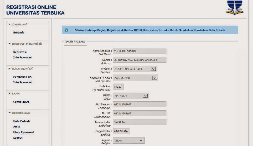Pengalaman Registrasi Online UT