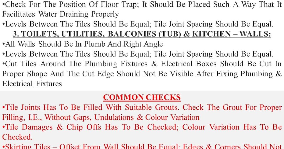 CHECKLIST FOR TILE LAYING (WALL&FLOOR) - LCETED -lceted LCETED ...