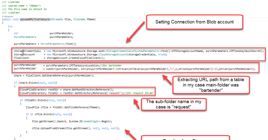 Upload and Download file to BLOB storage Account in D365 F&O using X++