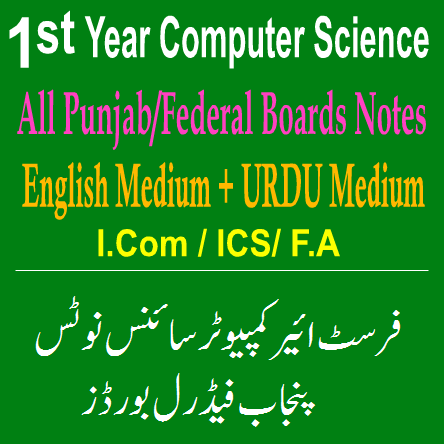 1st Year Computer Science Punjab Federal Boards Notes - EASY MCQS QUIZ TEST