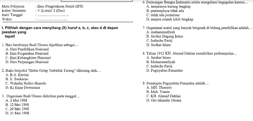 Soal UTS /PTS IPS Kelas 5 Semester 2 K13 Tahun 2020 | Blog Pendidikan - MATERI PENTING ...