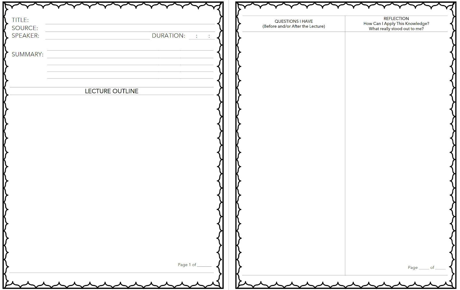 Audio Lecture Notetaking Template | TJ Homeschooling