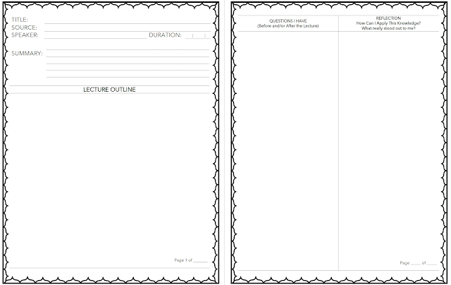 Audio Lecture Notetaking Template | TJ Homeschooling