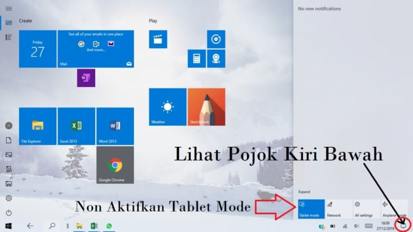 Cara Menampilkan Desktop Windows 10 Dengan Non Aktifkan Tablet Mode ...