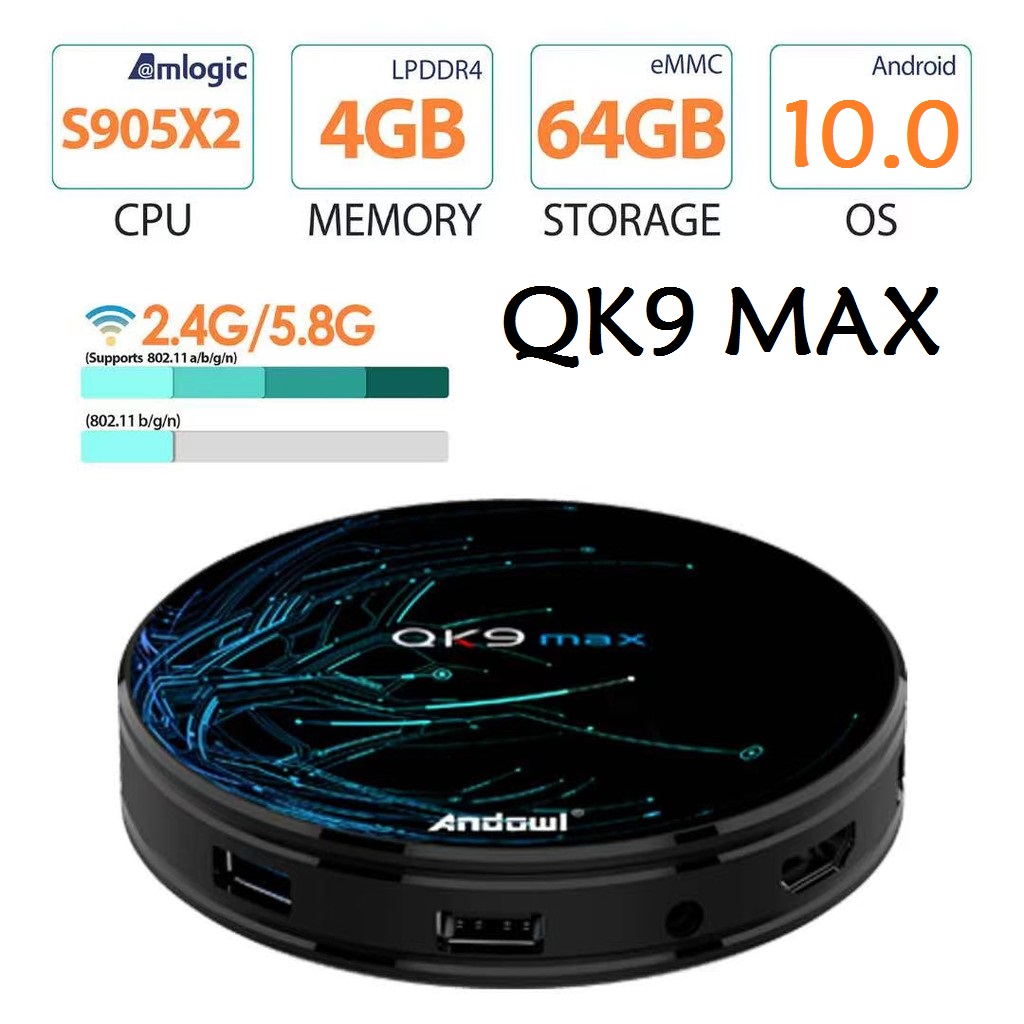 Andowl QK9 MAX TV BOX 5G 6K Ultra HD android 10 64gb eMMC 4gb memory ...