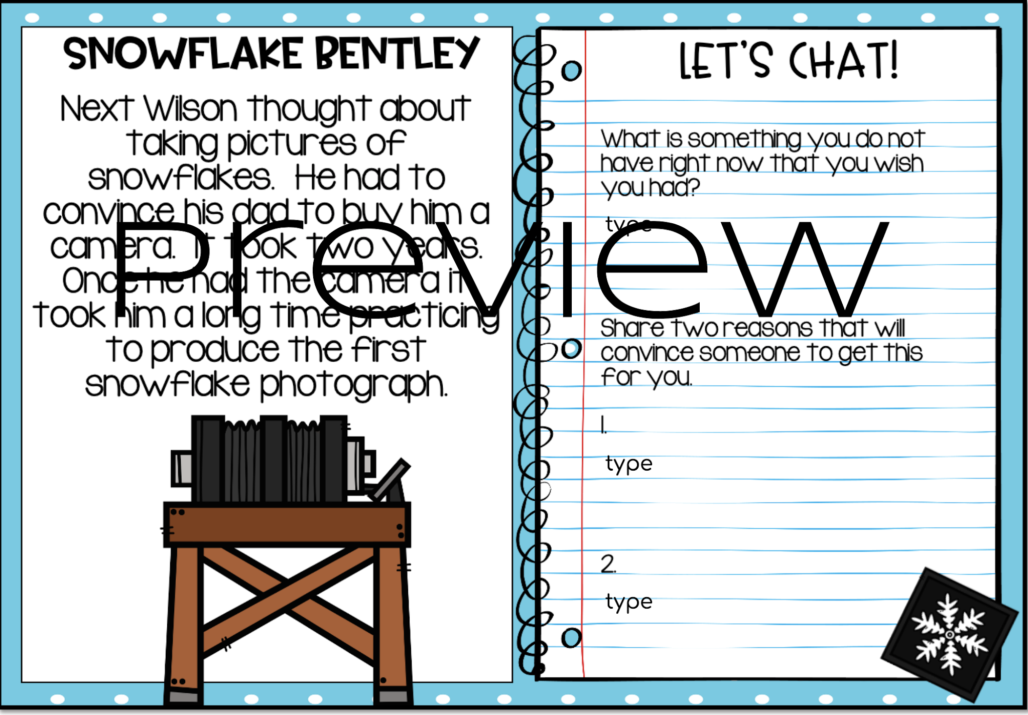 1st Grade Hip Hip Hooray!: Snowflakes...Informational Text ...Snowflake ...