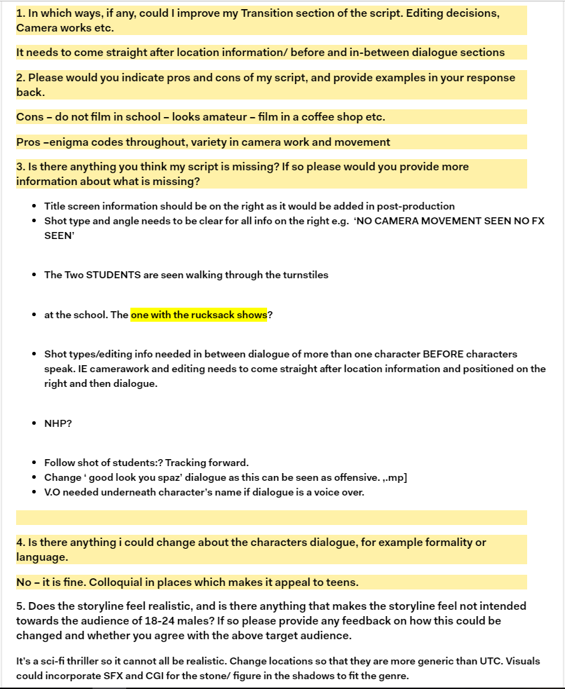 Unit 11 - Script writing for media products