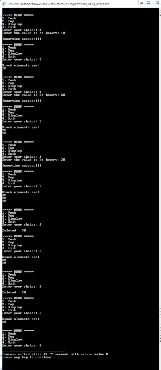 The correct place for easy learning....: Stack Using Array