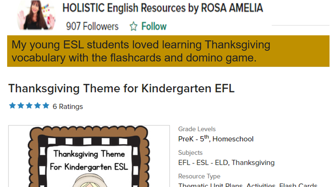 ESL/EFL Preschool Teachers: Thanksgiving 4th edition