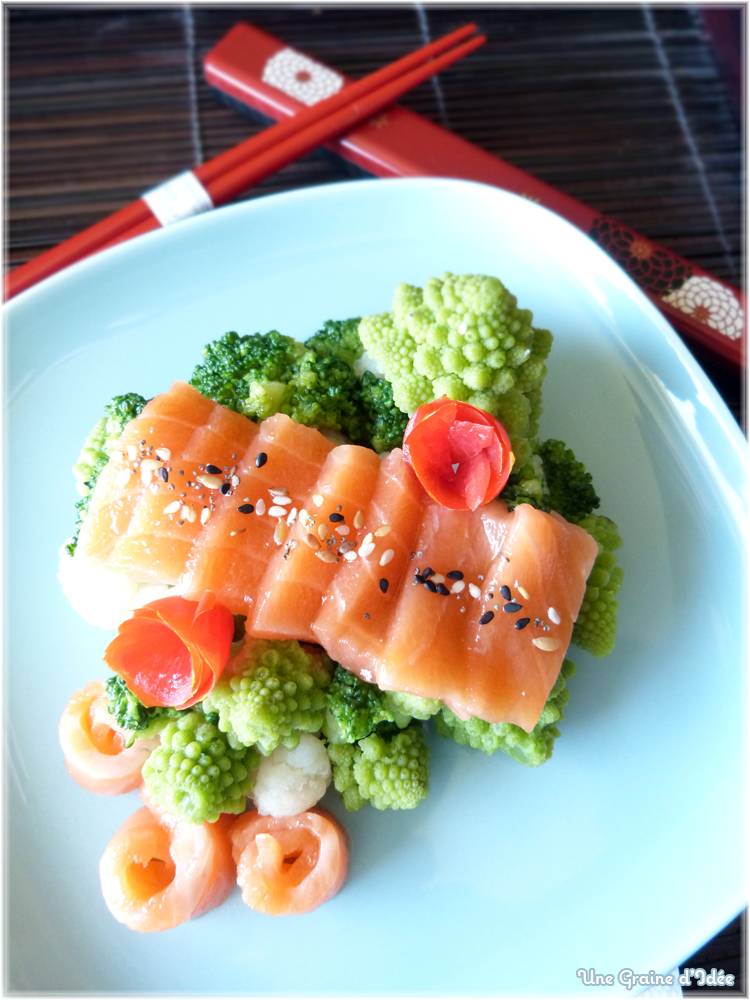 Sashimi Saumon au Sel Gomasio & son Trio de Choux | Une Graine d'Idée