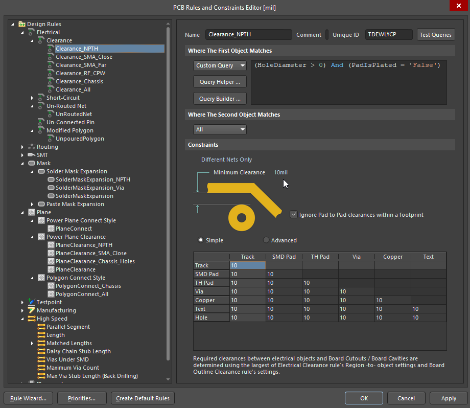 Altium PCB Designer: NPTH (Non-Plated Thru Holes)