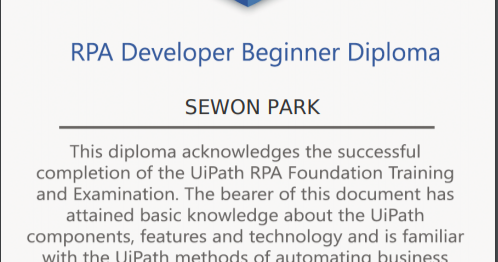 Graduated the RPA Developer - Foundation Training for UIPath