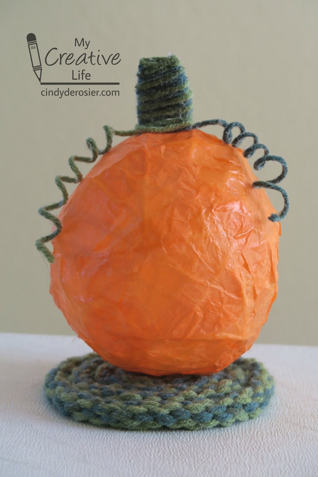 Cindy deRosier: My Creative Life: Tissue Paper Yarn Pumpkin