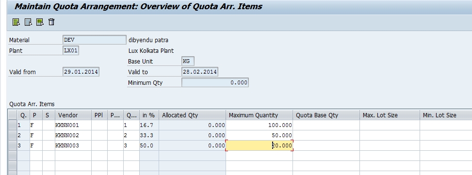 Configure Quota Arrangement in SAP MM | SAP Online Guides