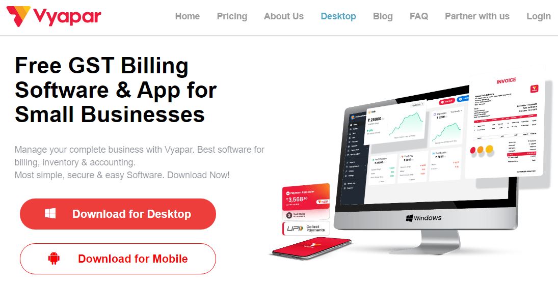 vyapar-GST accounting software(free mobile v paid desktop v)