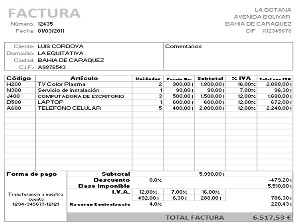 trabajo informatica: FACTURA