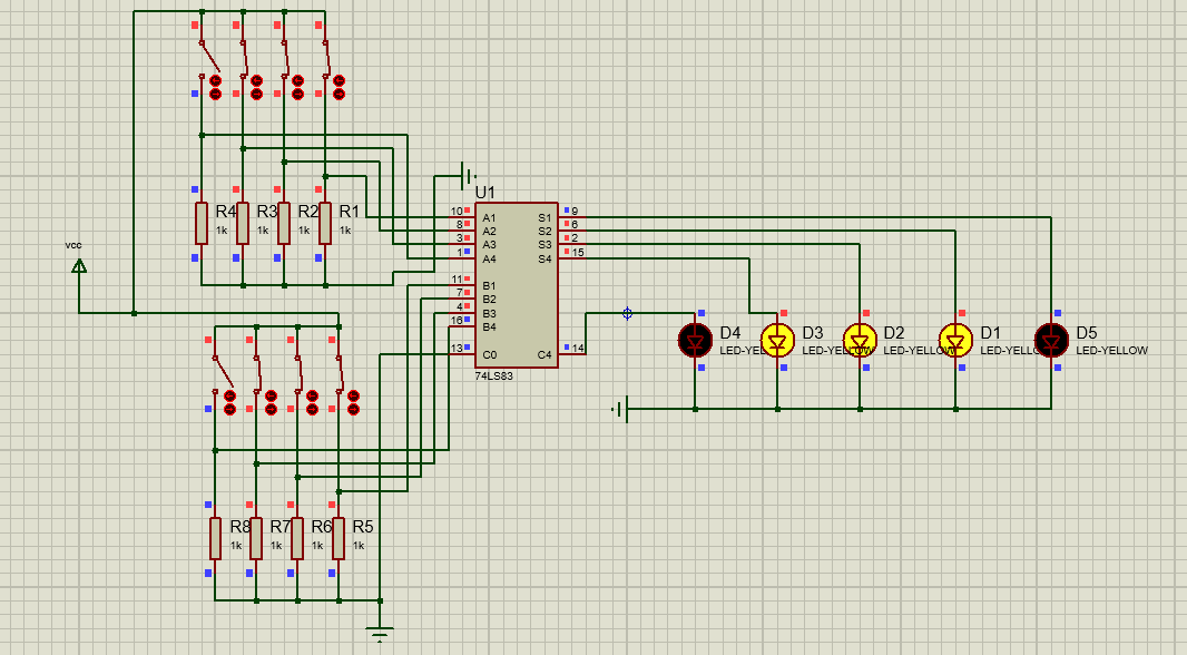 cara membuat binary adder 4 bit dan 8 bit di proteus