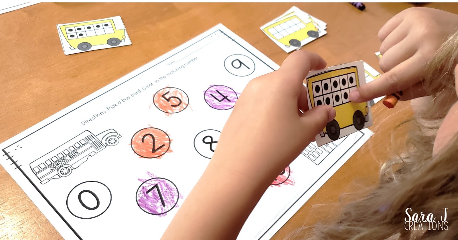 School Bus Ten Frames Matching Activity | Sara J Creations