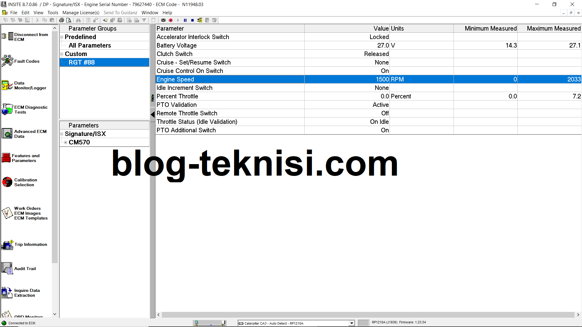 PTO/Remote PTO Test using Cummins INSITE Software (Signature/ISX ...