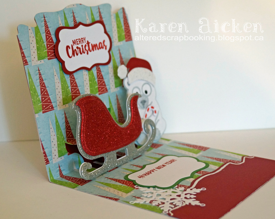 Altered Scrapbooking: Glittery Sleigh Pop-Up Card