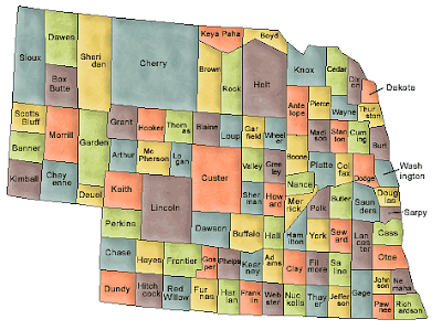 Nebraska County Map Area | County Map Regional City