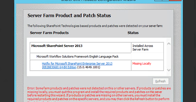 Missing SharePoint update when adding a new server to the farm