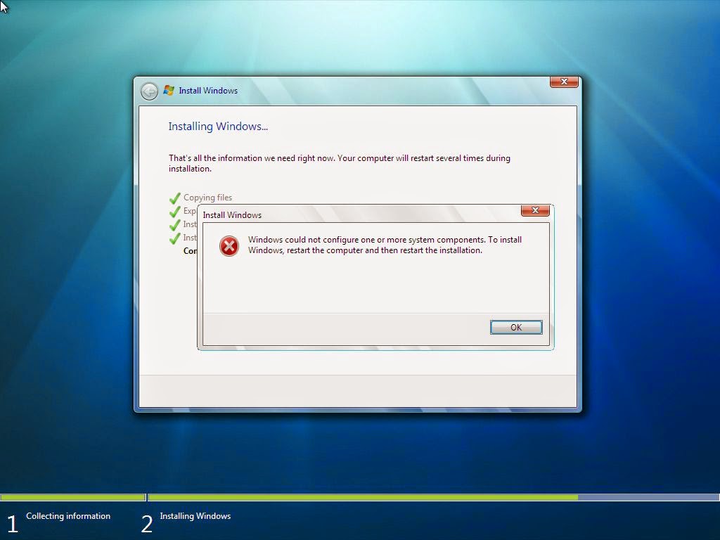 Mengatasi Windows gagal install "Windows could not configure one or ...