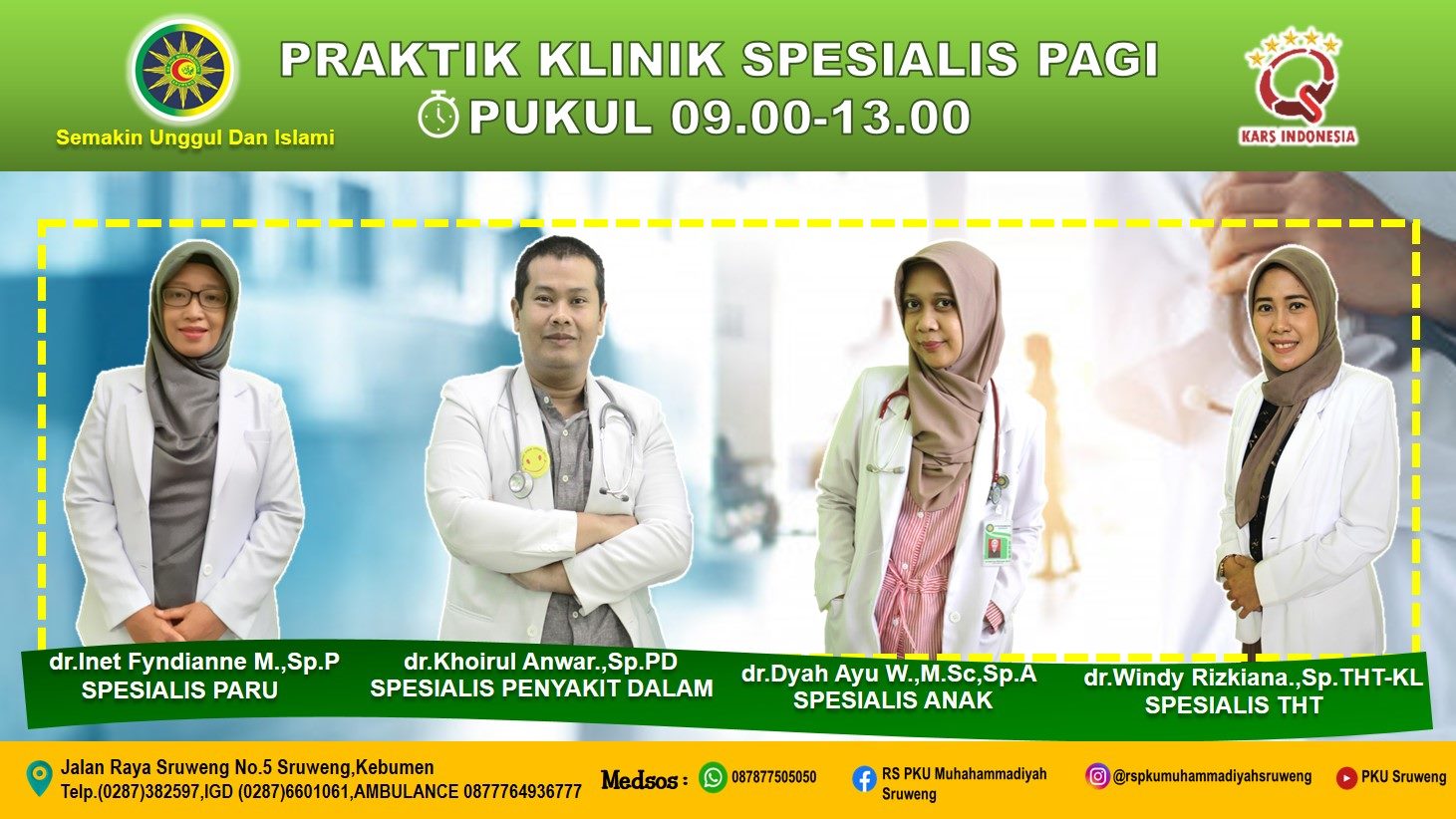Jadwal Praktek Dokter Umum dan Spesialis: Dokter Spesialis Praktek di Pagi hari PKU Muhammadiyah ...