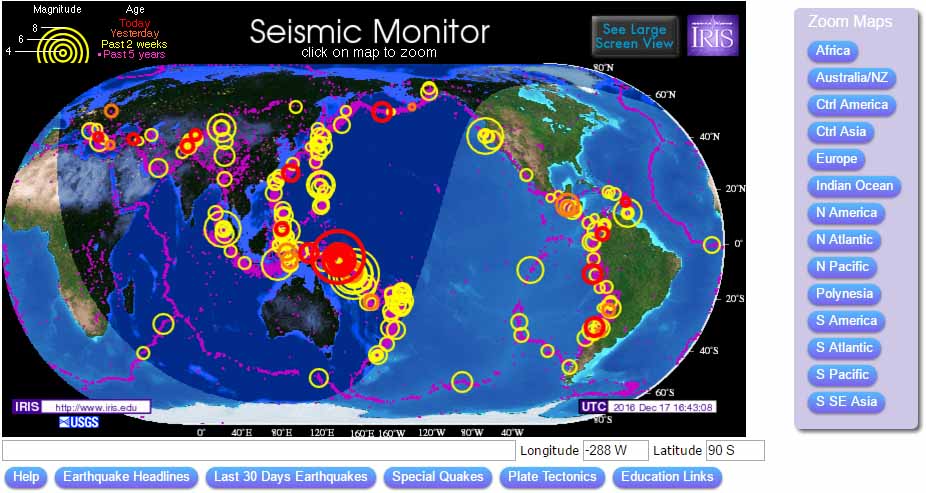 MONITOR SÍSMICO: Seguimiento a los terremotos del mundo