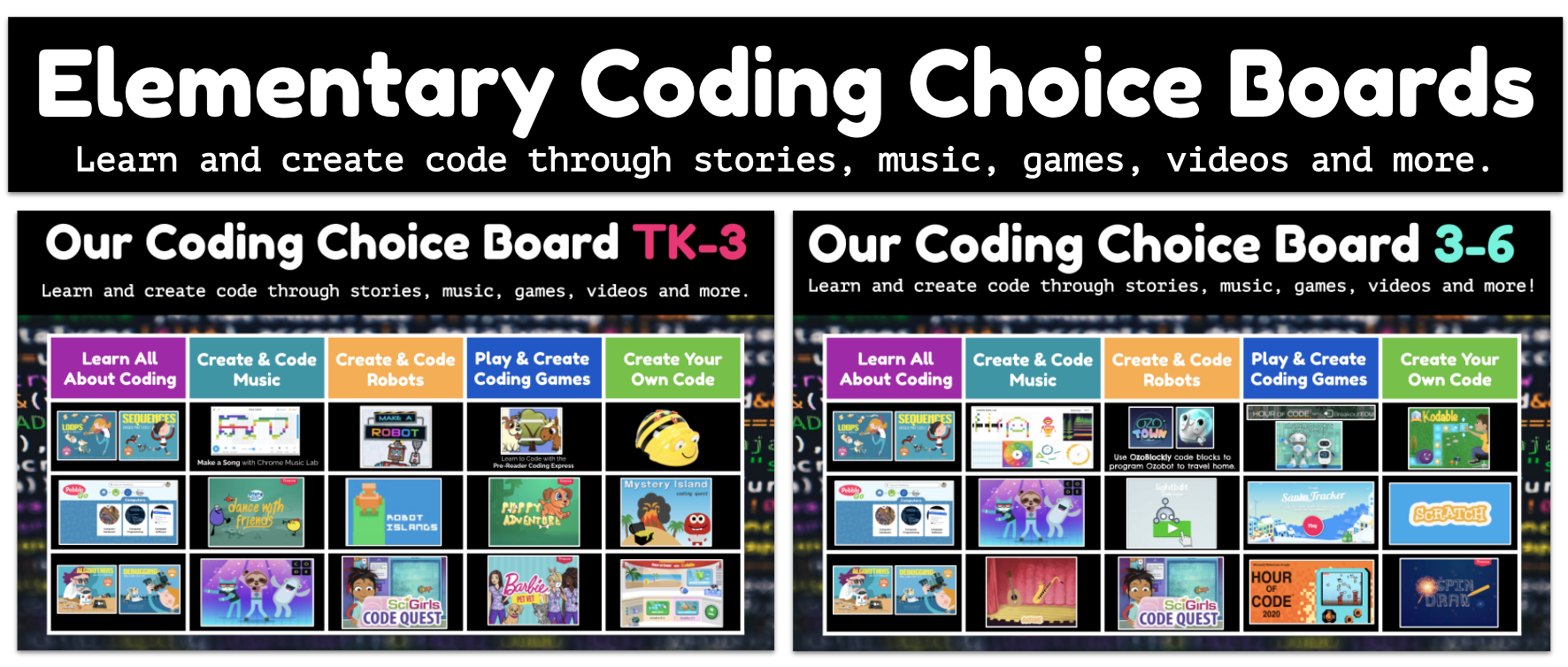 The Library Voice: Two NEW Elementary Coding Choice Boards...A Special ...