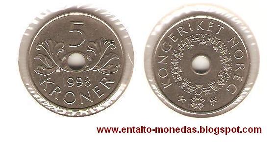 Moneda de 5 Coronas - NORUEGA - Km#463 | Catalogo de Monedas