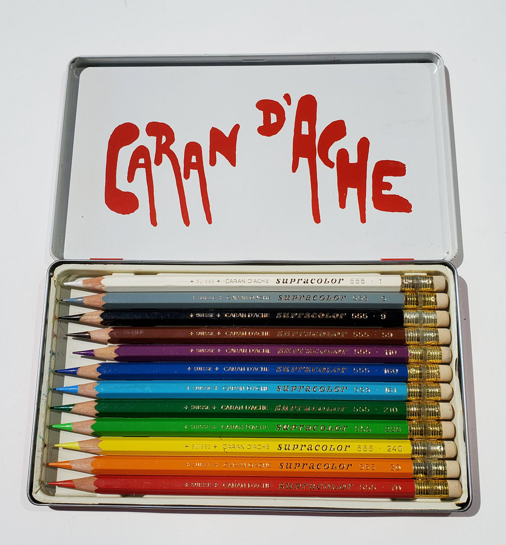 Fueled by Clouds & Coffee: Vintage Colored Pencils: Caran d’Ache Supracolor with Erasers